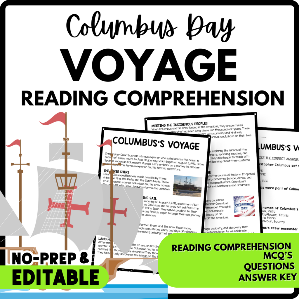 Columbus’s Voyage Reading Comprehension Worksheet - Teachers Stock