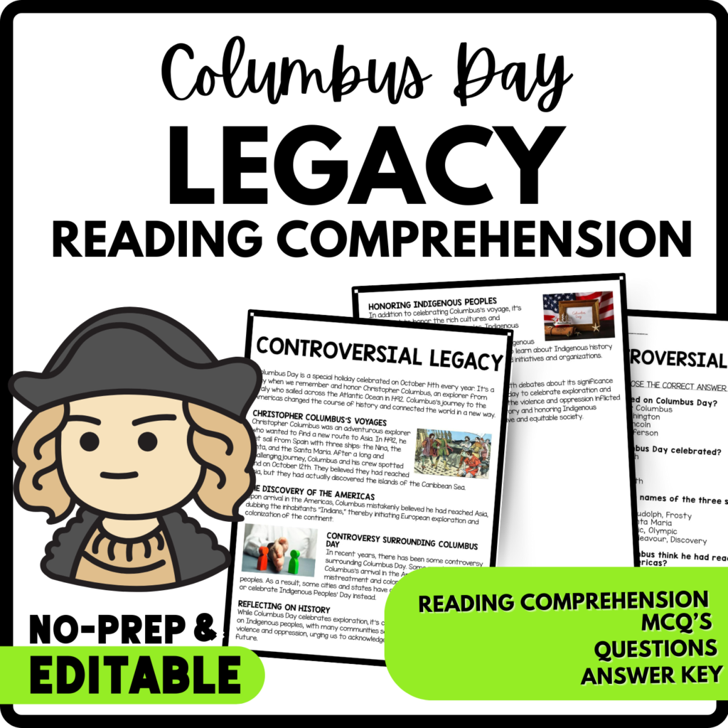 Columbus day – Controversial Legacy Reading Comprehension Worksheet ...