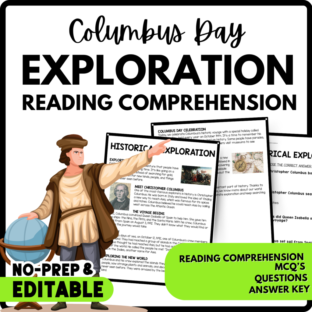 Columbus Day – Historical Exploration Reading Comprehension Worksheet ...