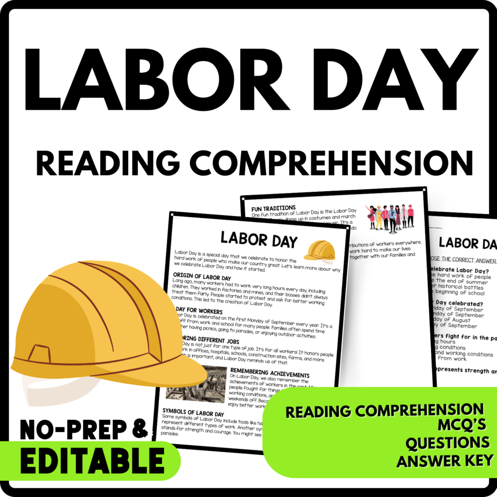 Labor Day Reading Comprehension Worksheet - Teachers Stock