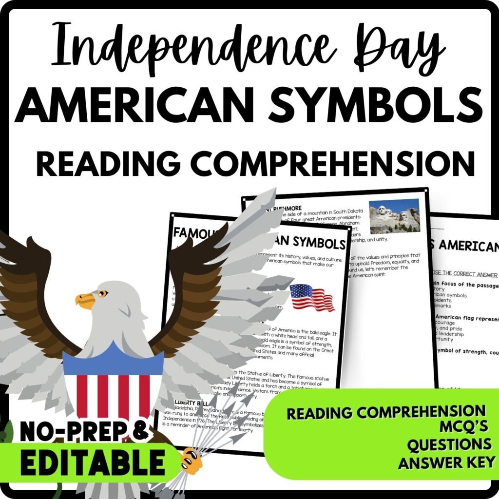 Famous American symbols Reading Comprehension Worksheet - Teachers Stock