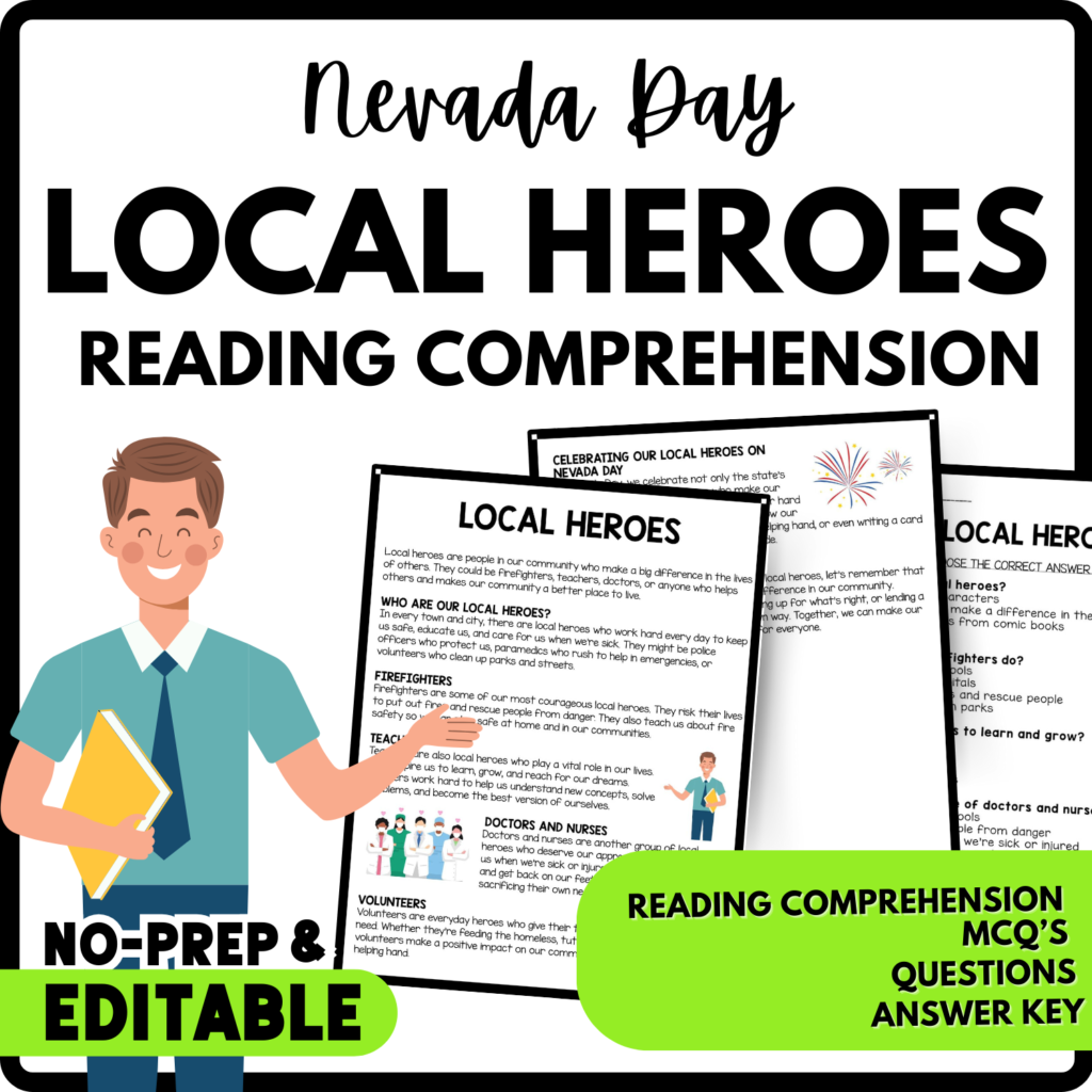 Local Heroes Reading Comprehension Worksheet - Teachers Stock