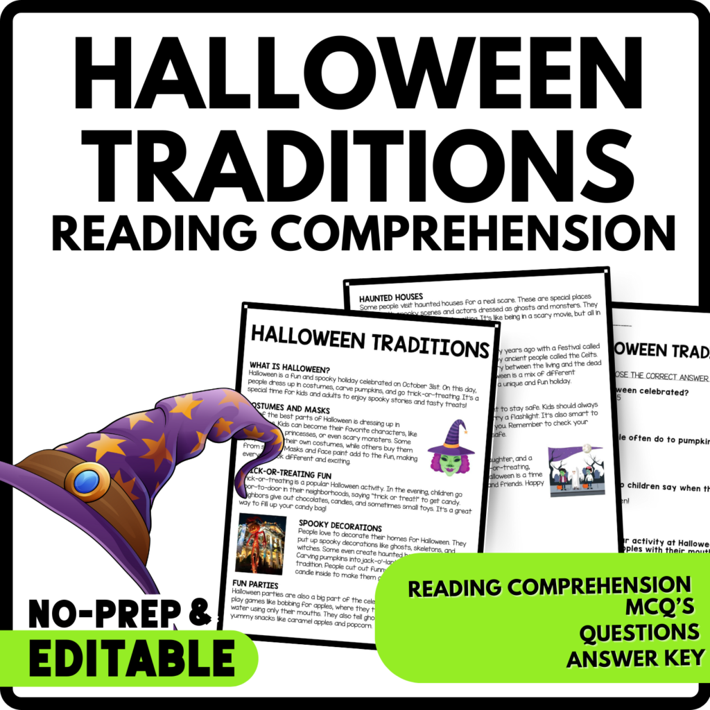 Halloween Traditions Reading Comprehension Worksheet - Teachers Stock