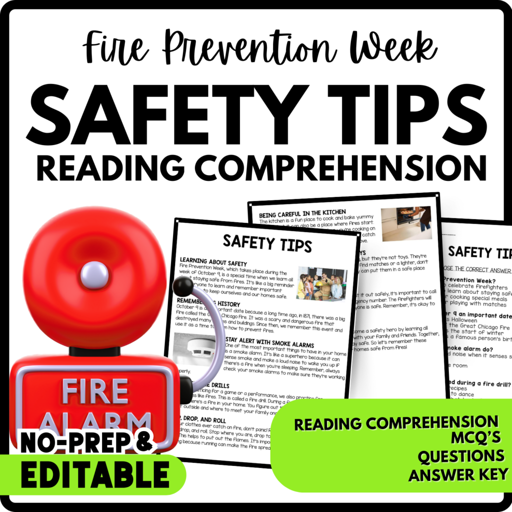 Safety Tips Reading Comprehension Worksheet - Teachers Stock