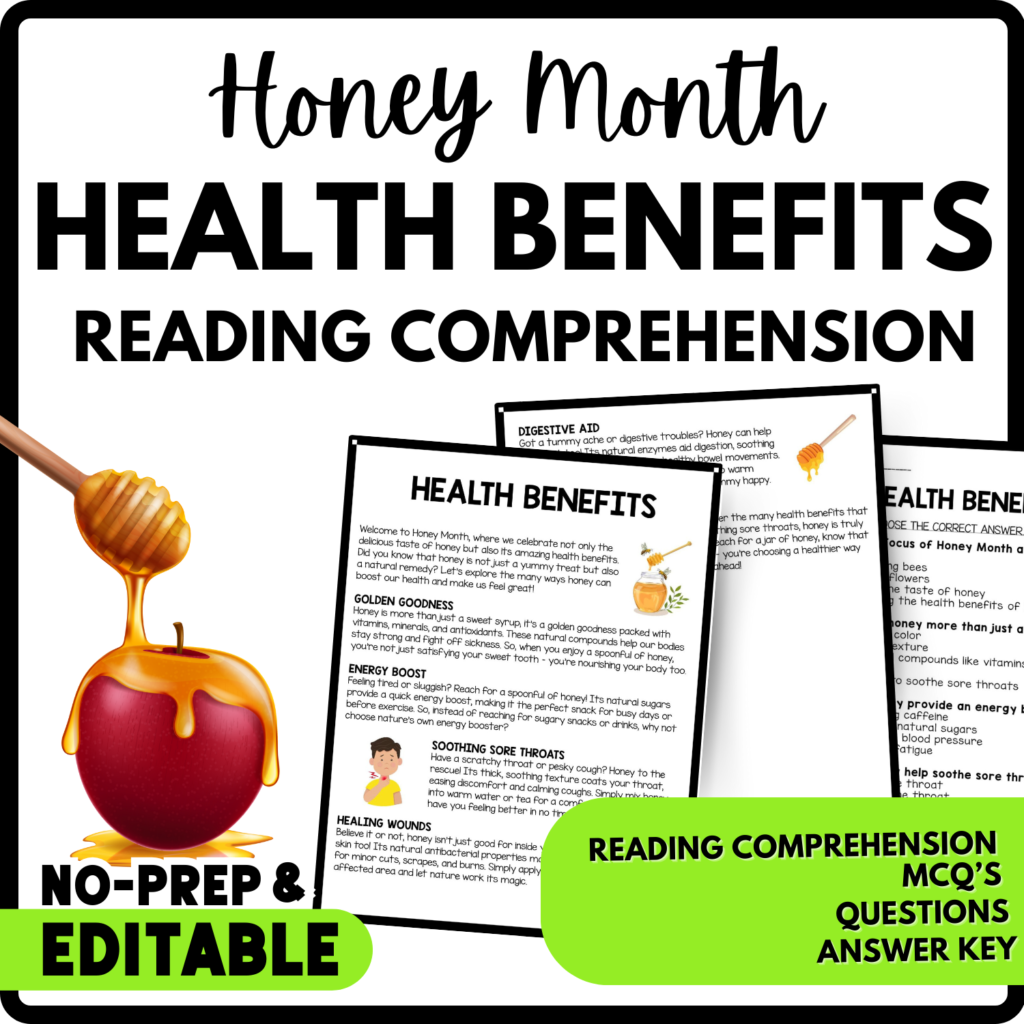 Health Benefits Reading Comprehension Worksheet - Teachers Stock